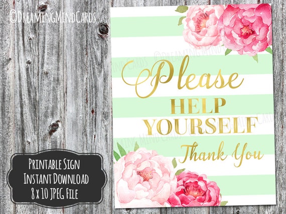 Printable Please Help Yourself Sign 8x10 Buffet Table Bar