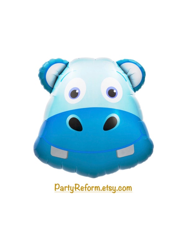 Hippo Head Balloon Large 28 Mylar Balloon Safari by PartyReform
