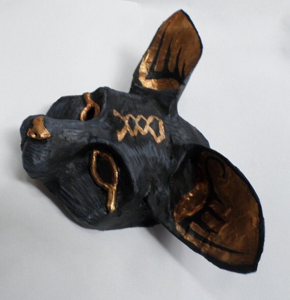 Bast Egyptian Goddess Mask Cat mask Egypt black by ArtisanMasks