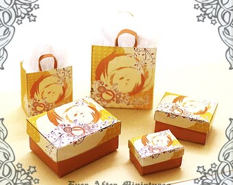 Dollhouse Miniature Gift Box & Miniature Gift Bag Set 12th