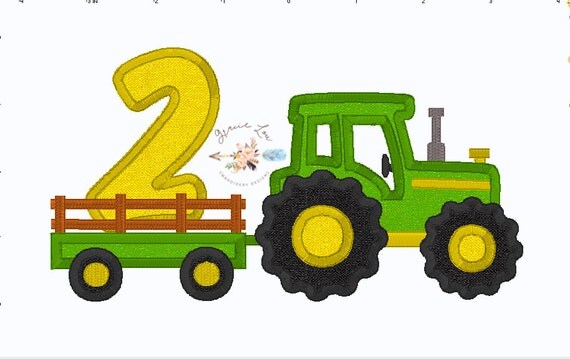 Tractor embroidery design tractor appliqué by GracieLouEmbroidery