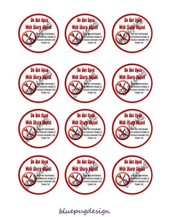 12 Do Not Open With Sharp Object 2 Sticker Label