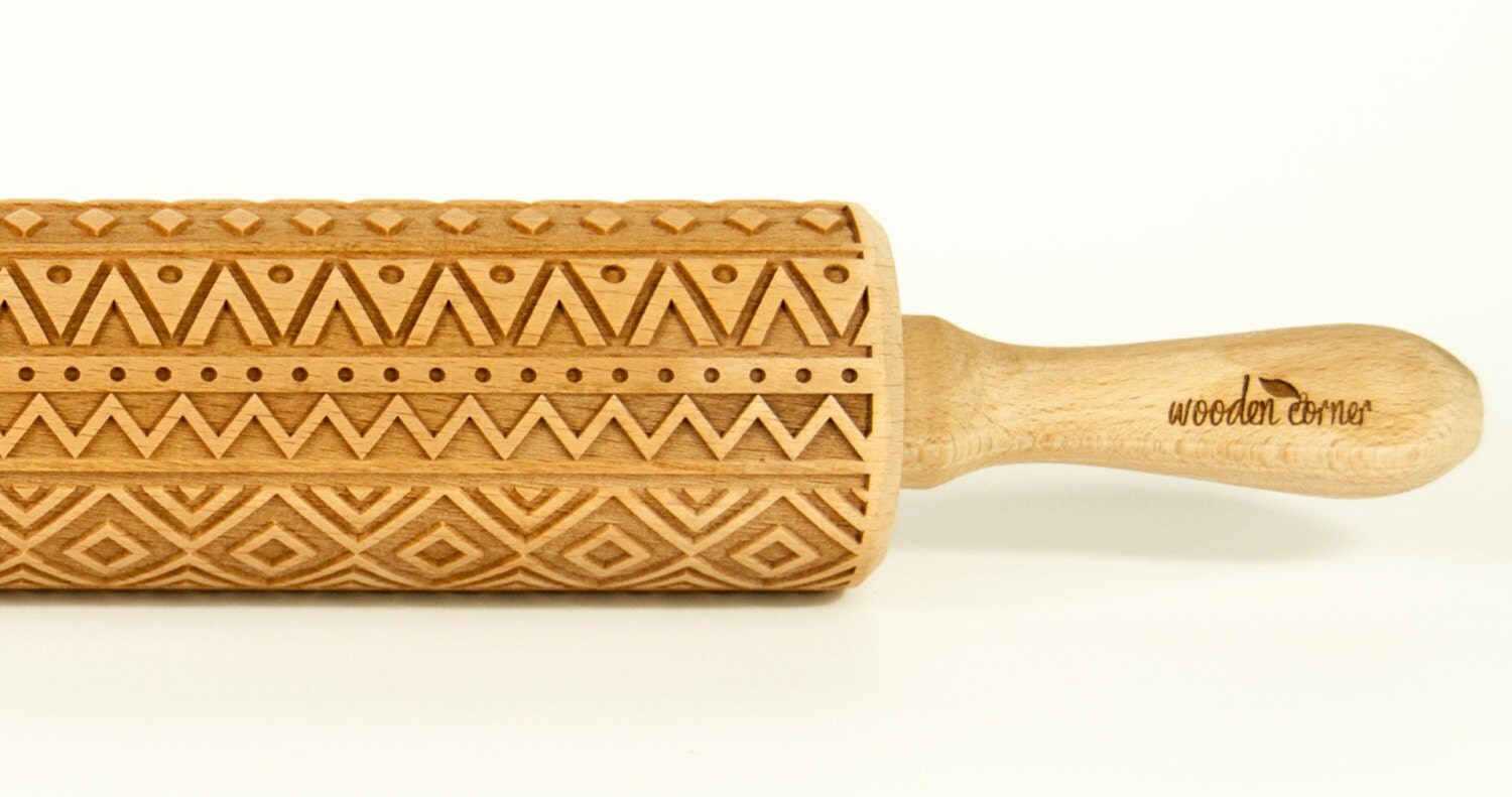 Indian Rolling Pin Engraved Rolling Pin Embossed Rolling Pin Wooden ...