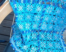 Unique blue crochet blanket related items | Etsy