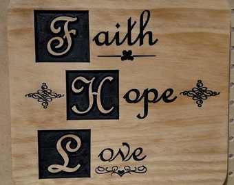Faith hope love sign | Etsy