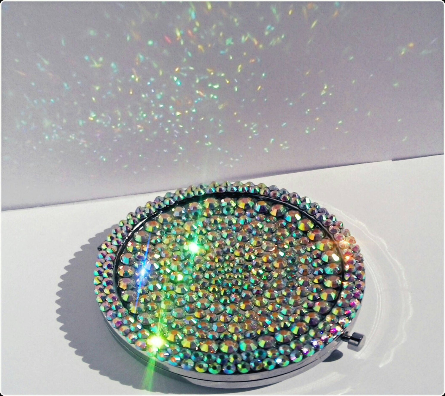 Bling mirror Hand mirror pocket mirror by RhinestonesDesign