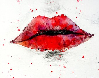 Lips painting | Etsy