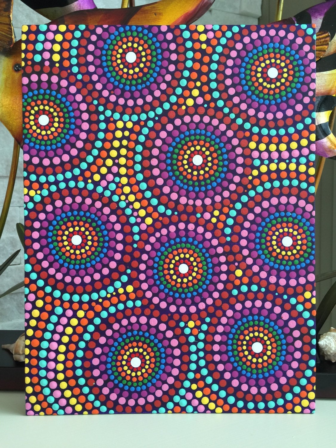 Fireworks 8x10 inches dot art dot painting child's