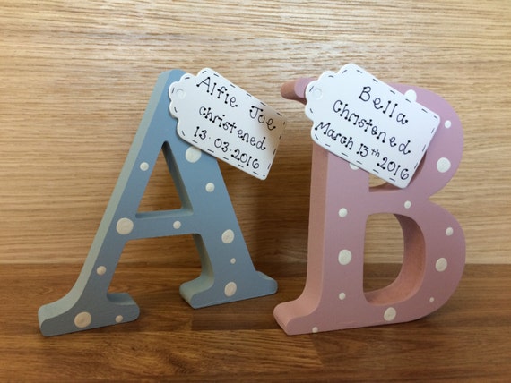 Handmade wooden letter for a christening/new born/christening