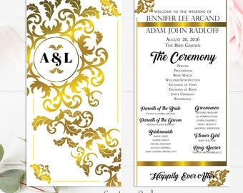 Gold wedding program | Etsy