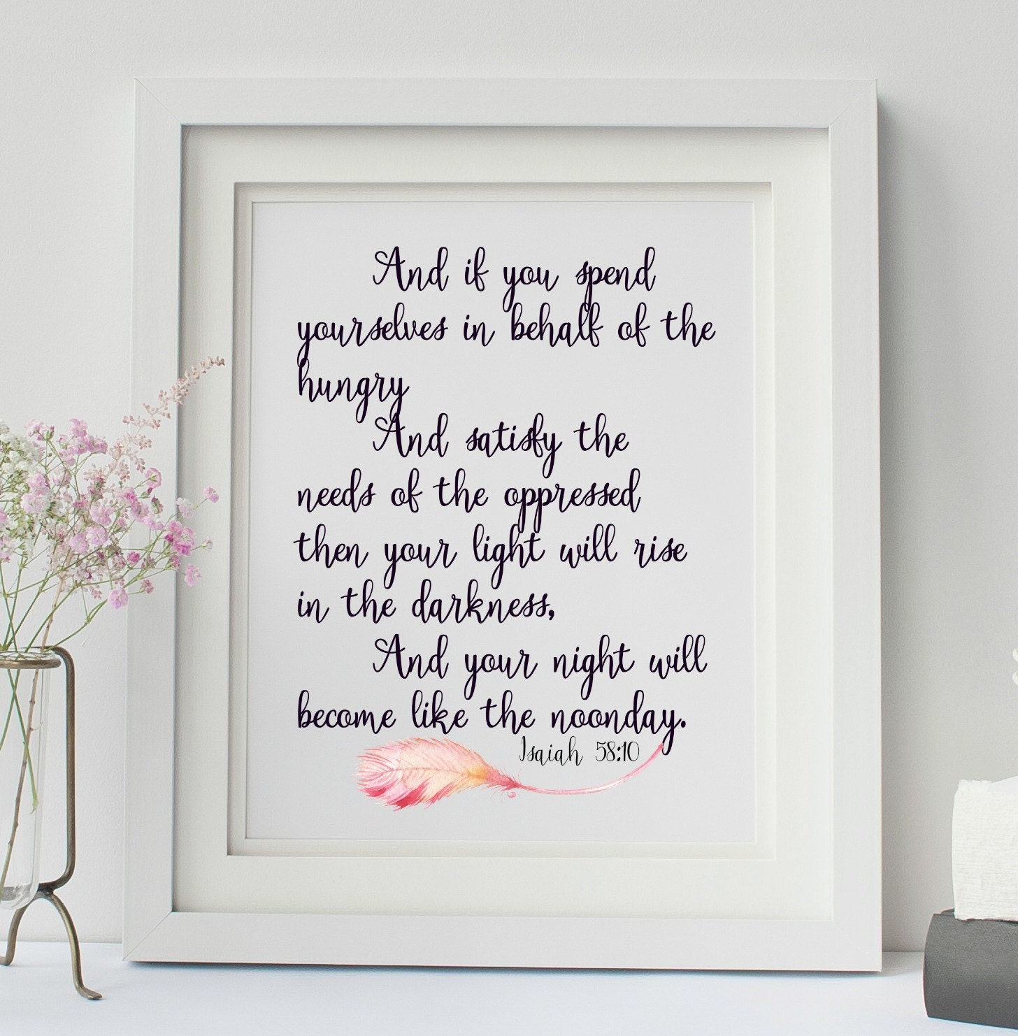 Printable art scripture art Isaiah 58:10 Bible verse art