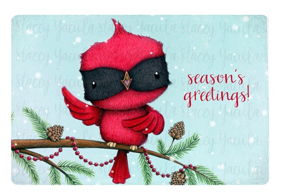 christmas card christmas cardinal bird pine cone