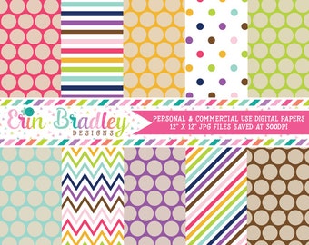 Easter Digital Papers Bunnies Owls Colorful by ErinBradleyDesigns