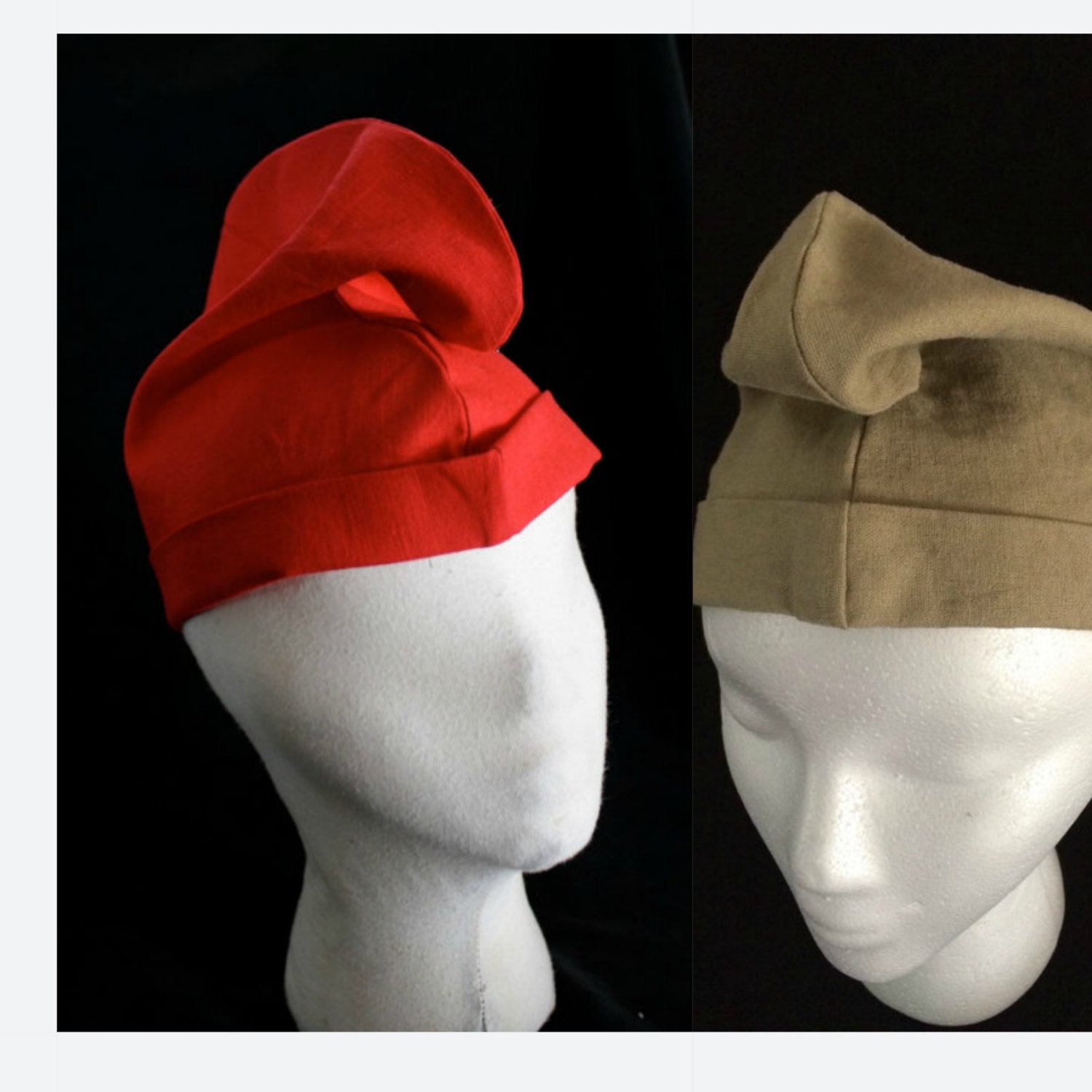 Phrygian Cap French Revolutionary hat in Scarlet Cotton or tan
