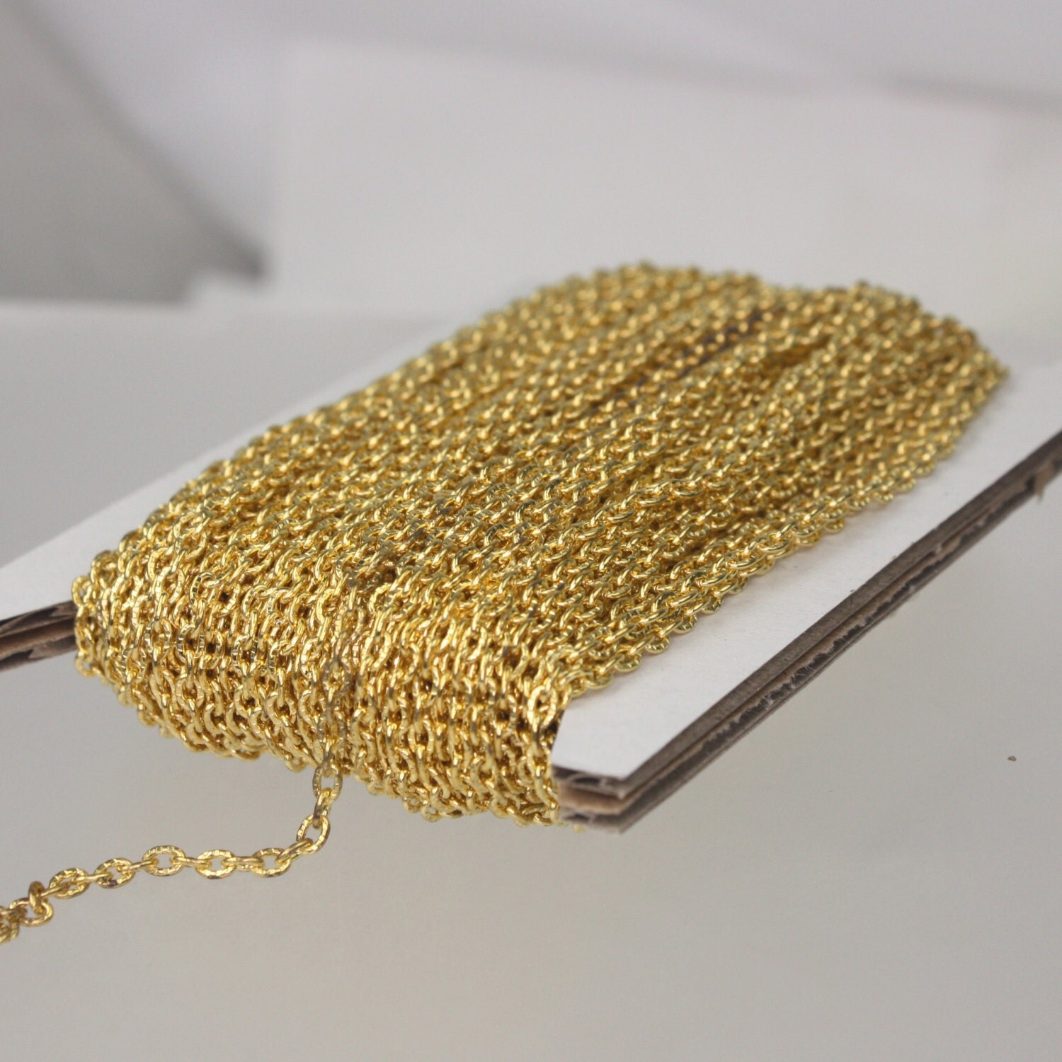 Gold Plated Texture Chain Bulk 50 ft. of Flat Texture Oval