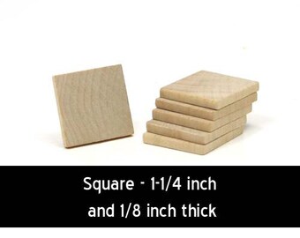 Unfinished Wood Square 1 inch by 1 inch by 1/8 inch thick