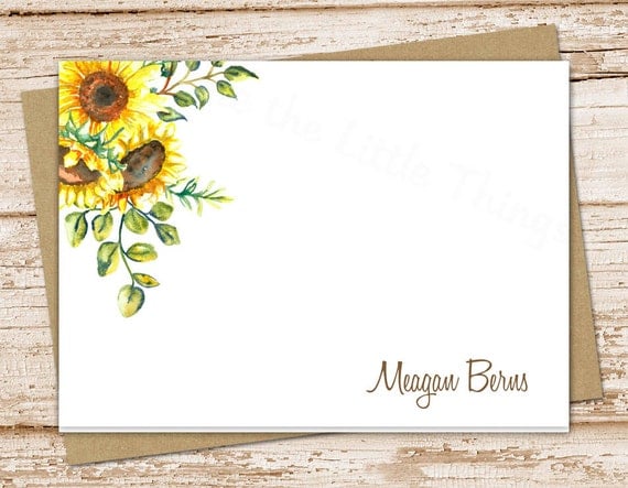 sunflowers note cards, notecards set . sunflowers stationery ...