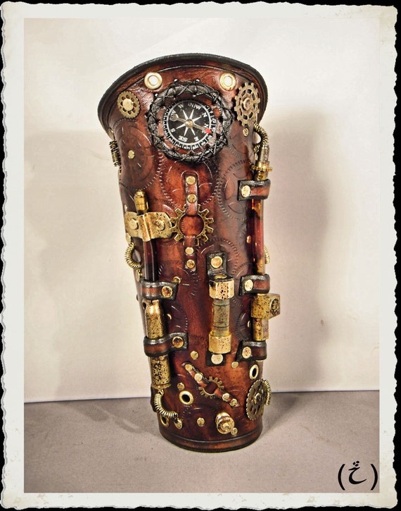Steampunk leather bracer - Explorer
