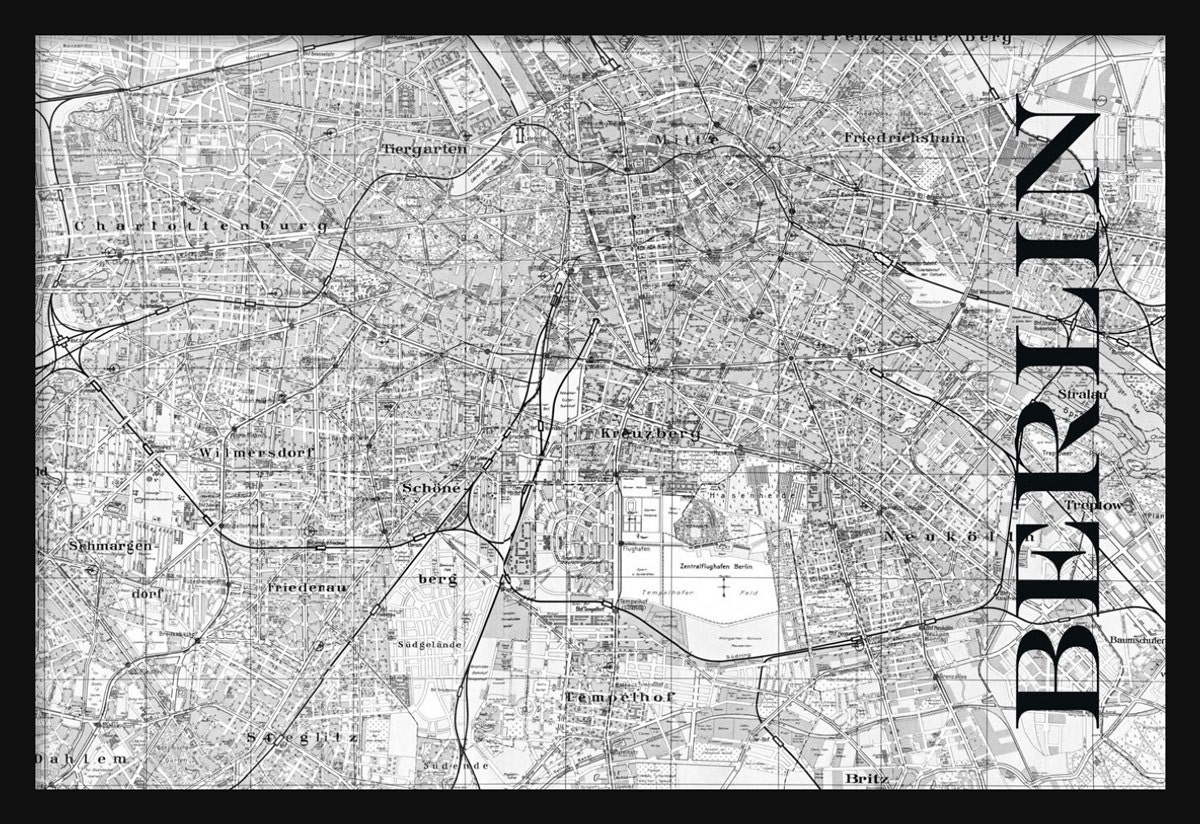 Berlin Germany Map Street Map Vintage Print Poster Title