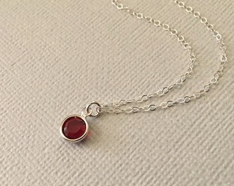 CANCER Necklace July Ruby Red birthstone Zodiac jewelry Ruby