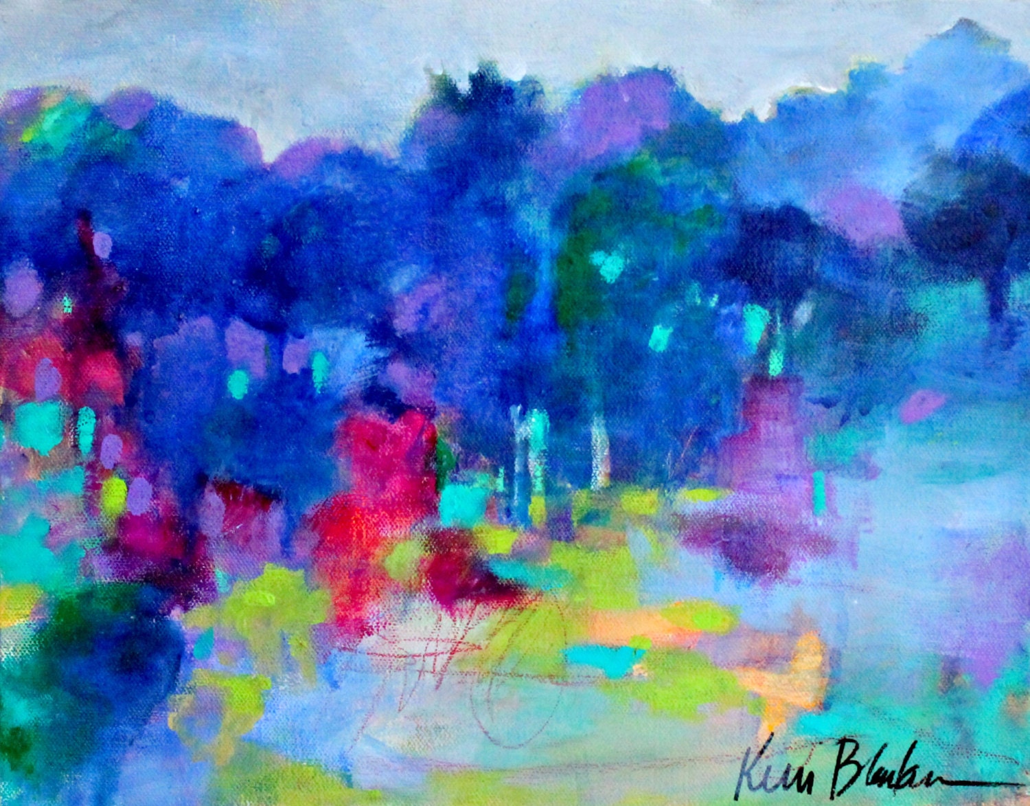 Colorful Abstract Landscape Abstract Trees Small Canvas