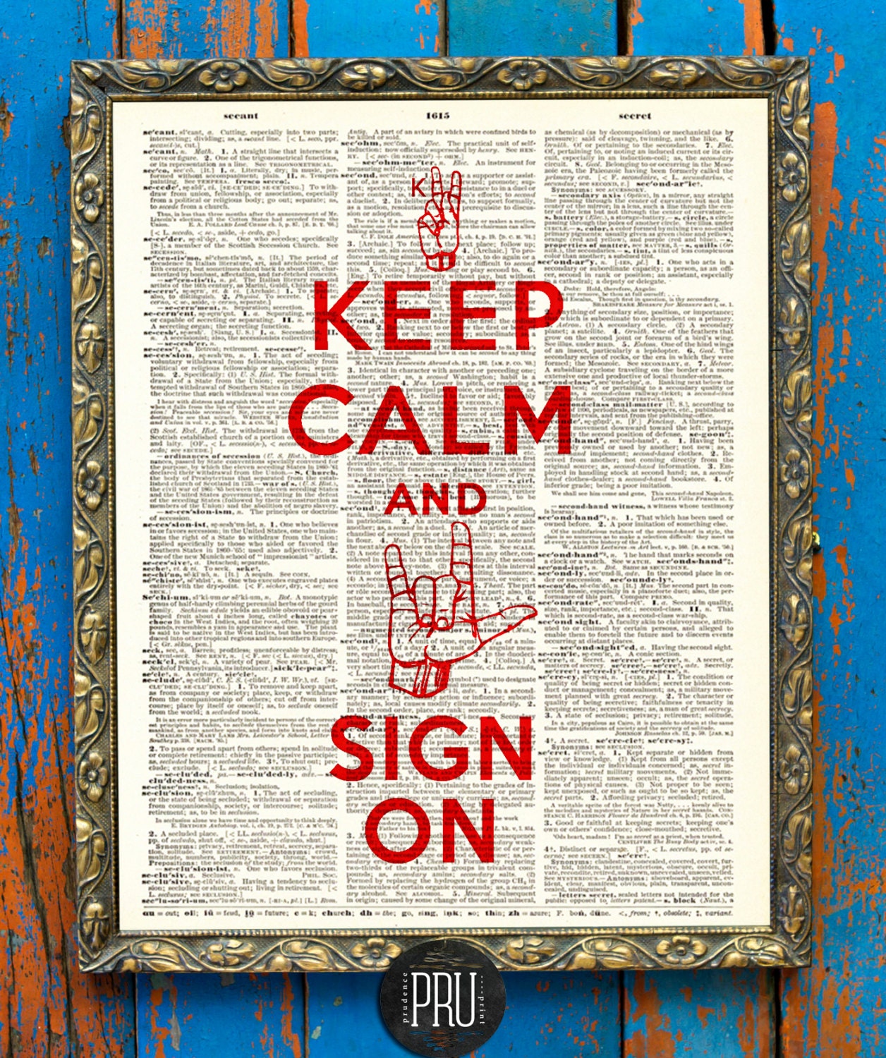 Keep Calm and SIGN ON ASL Sign Language Print on an by ambercurio