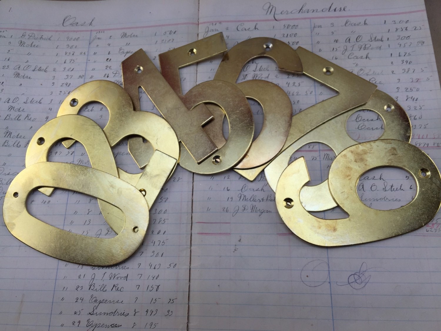 Vintage house numbers brass House Number salvaged address