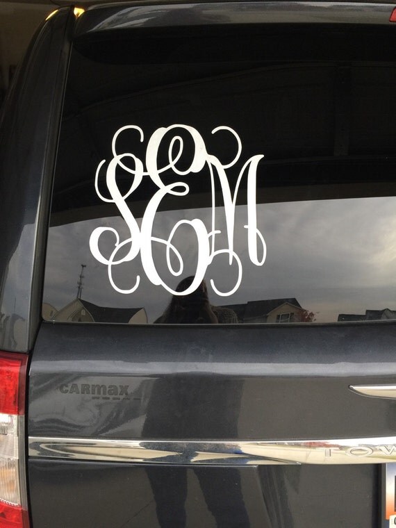 Items similar to Monogram vehicle sticker vinyl window cling custom ...