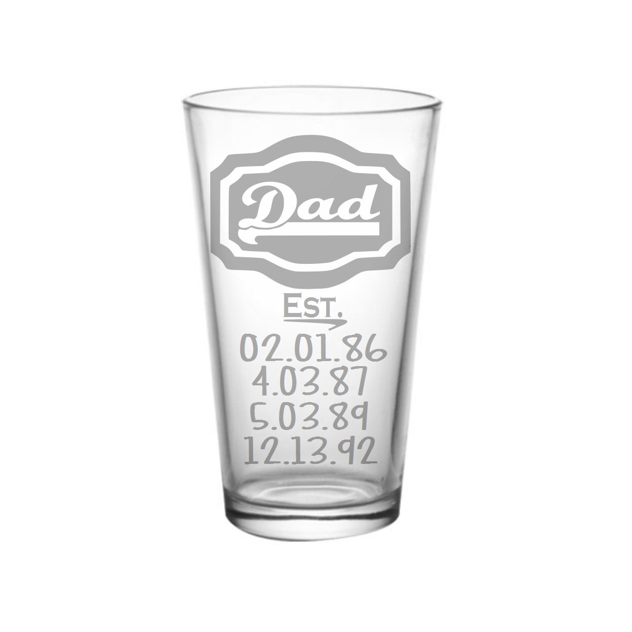 Etched Father's Day Gift Glass Dad Glass Deep Etched