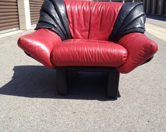 Red leather chairs | Etsy