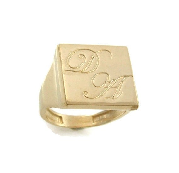 14k solid gold Initial ring. Gold men ring. mens initial ring.