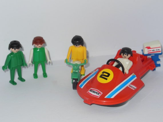 Vintage 1979 Playmobil Vehicles and Figures Lot Speed Boat