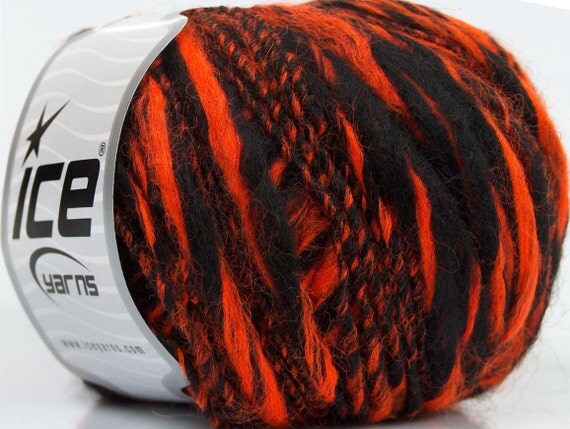 Ice Yarns Alpaca Flamme Neon Orange Black Yarn