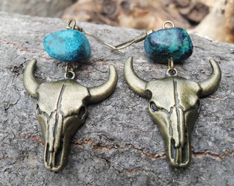 Cow skull turquoise | Etsy