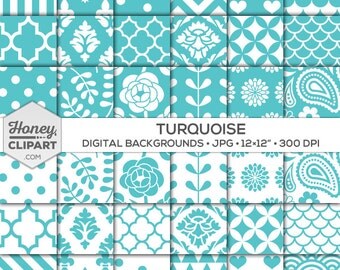 Gray Turquoise Digital Paper background textures patterns