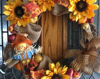 Unique scarecrow wreath related items | Etsy