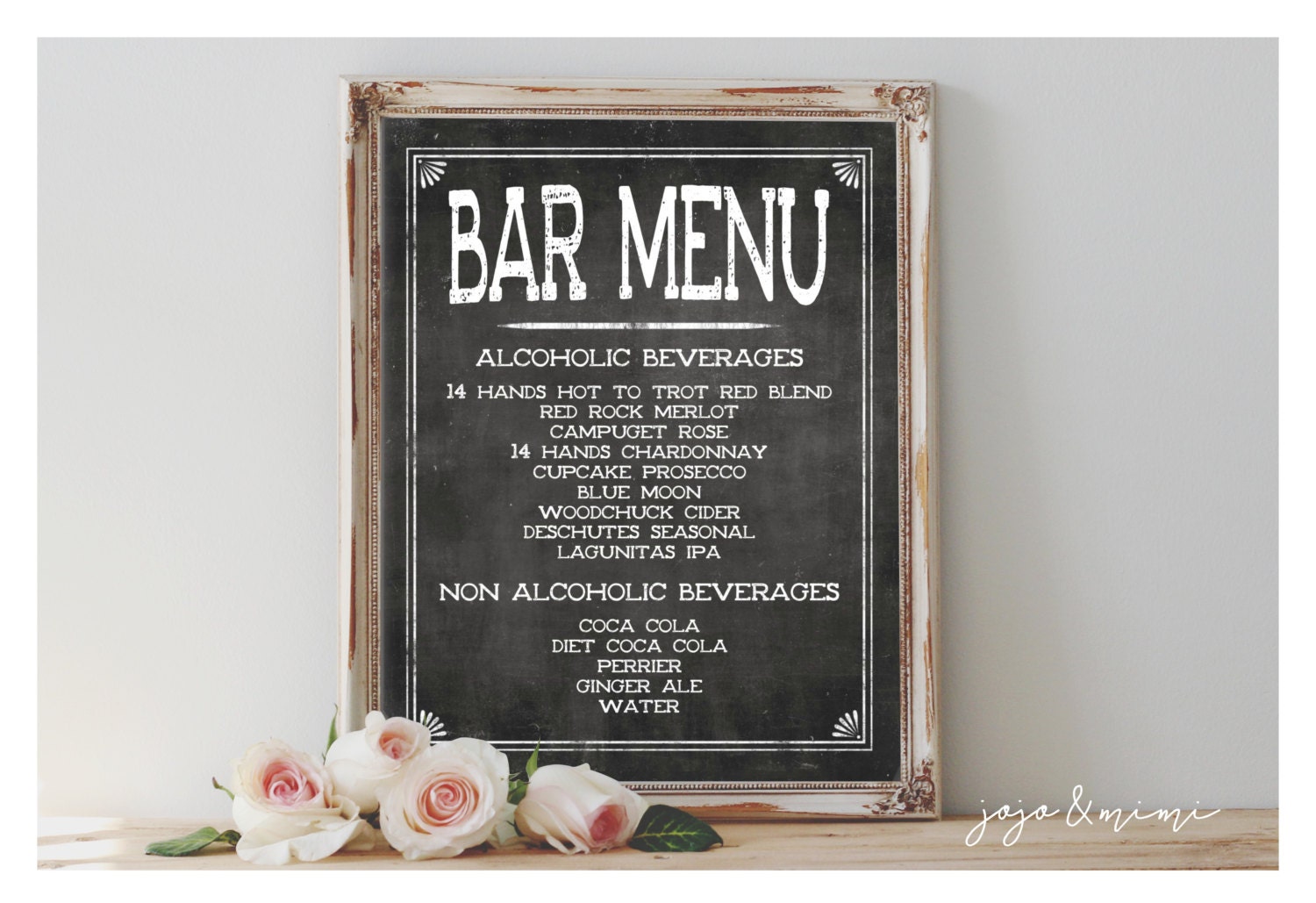 Custom 'BAR MENU' Sign Printable 8x10 OR 11X14