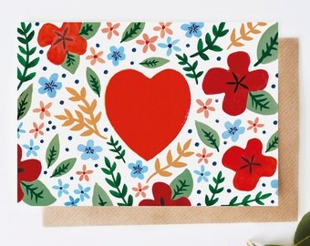 Red heart card | Etsy