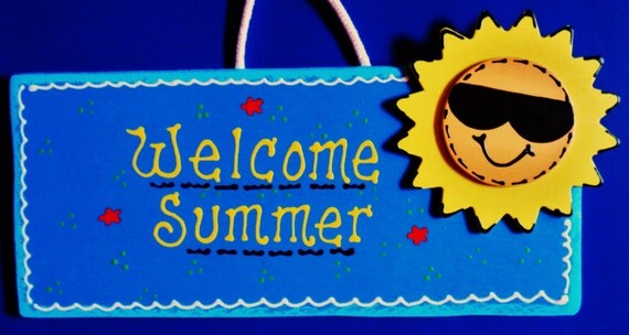 WELCOME SUMMER Sun Applique Overlay Sign Beach by 3CraftyMillers