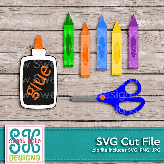 Crayons Glue Scissors SVG JPG PNG Scrapbook Die Cut Heat