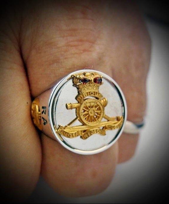 Royal British Army Bespoke Artillery Ring with Gold Plated