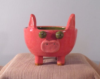 Items similar to pink pig planter pot 6" diameter pot potbelly pig on Etsy
