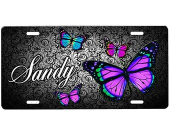 Butterflies License Plate by Onestopairbrushshop on Etsy