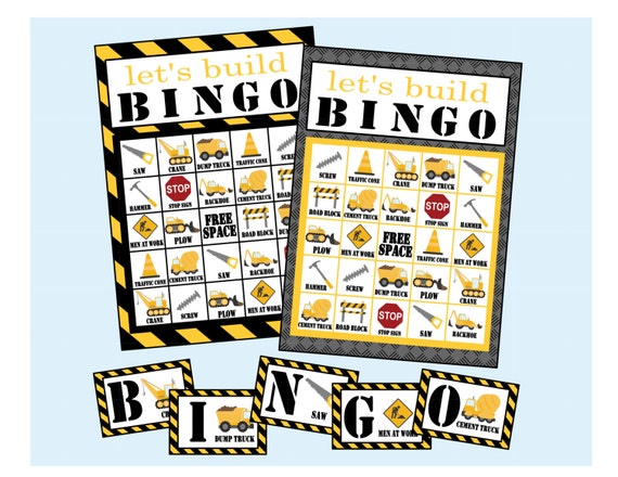 Let's Build Bingo Construction Themed Bingo Game. Perfect