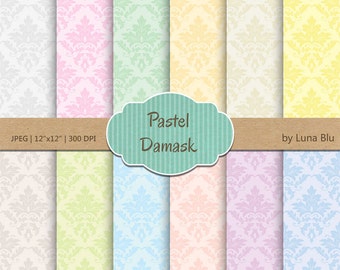 Neutral pastels digital papers: NEUTRAL DAMASK