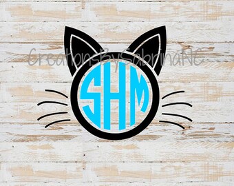 Unique cat monogram decal related items | Etsy