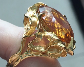 Large citrine ring | Etsy