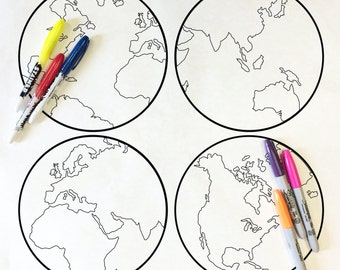 Coloring world map | Etsy