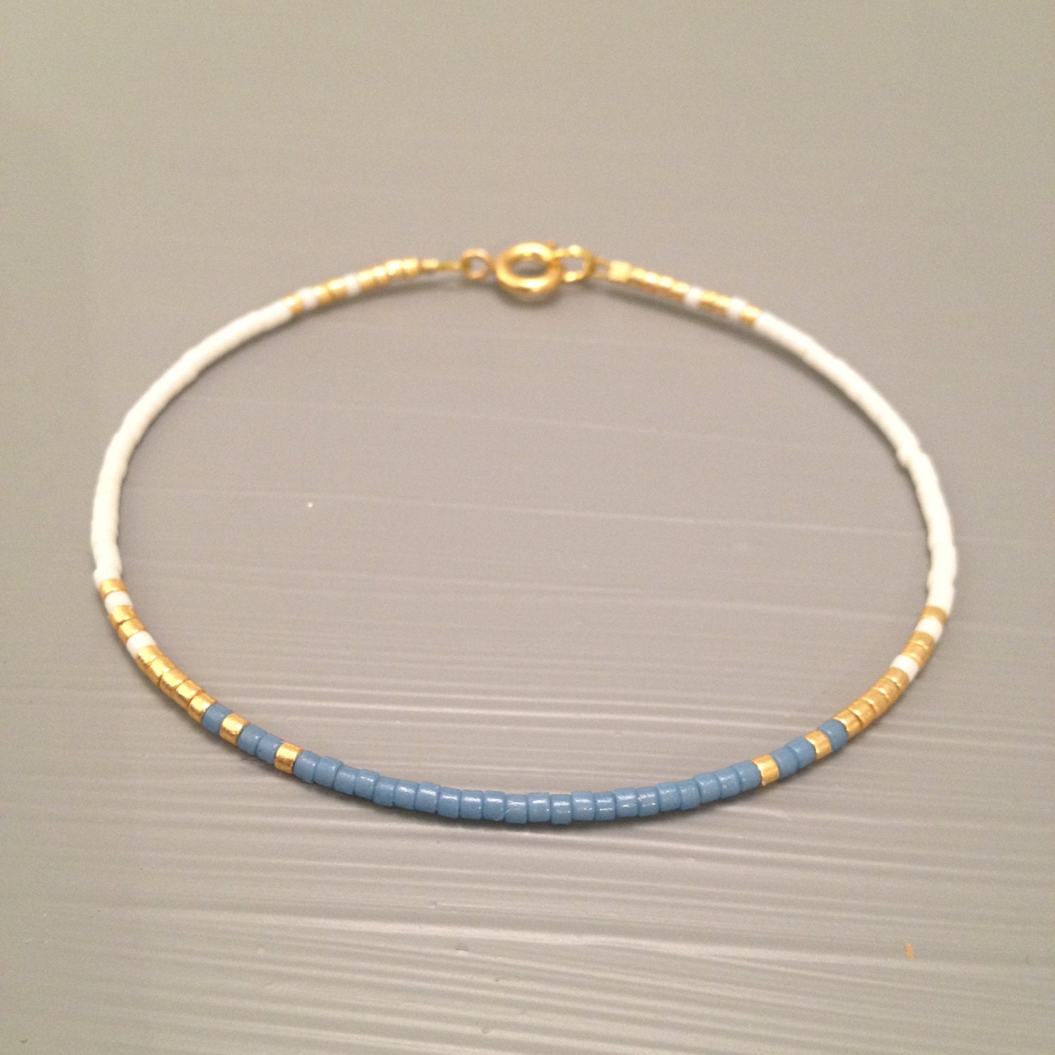 Delicate Thin Bracelet Something Blue Bracelet Blue Gold