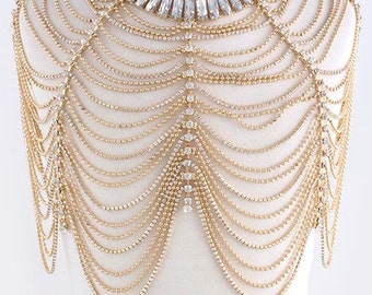 Items similar to Waterfall Shoulder chain, Shoulder chain jewelry on Etsy